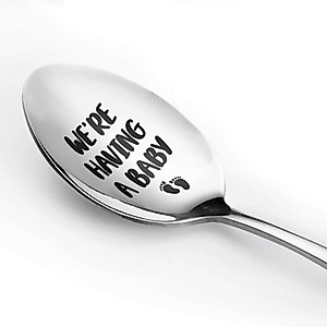 Engraved Spoon Gift We're Having A Baby Spoon Pregnancy Reveal Spoon Baby Announcement Spoon For Husband Wife Parents Baby Shower Birthday Gift