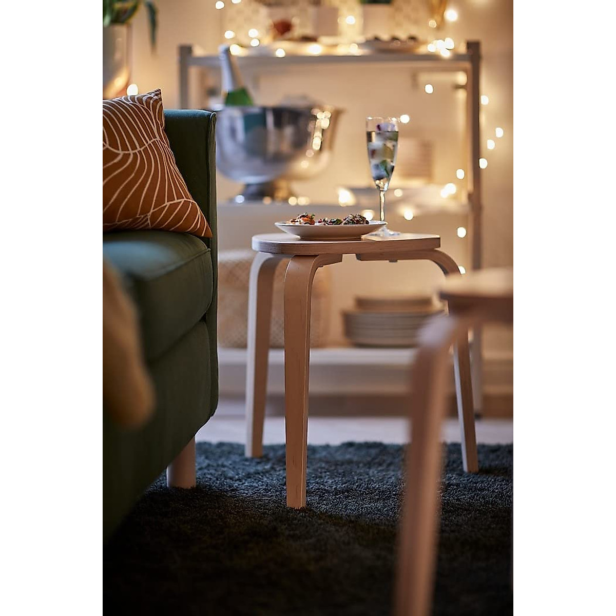 IKEA Stackable/ Triangular-Shaped/3-Legged Stool with Bent Legs (Birch)