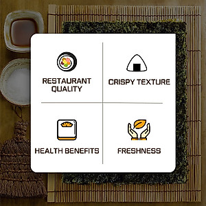 CHOI's 1(Daechun) Roasted Seaweed, Gim, Sushi Nori - (50 full sheets)- Gold Grade- Vegan, Keto, Gluten Free, Full of Fiber, Vitamin, Mineral, High protein, Omega 3's- Product of Korea