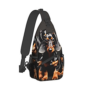 FRESQA Three Dachshunds Chest Bag Diagonally Sling Backpack Men Women Travel By Multifunctional Outdoor Sports Daypack
