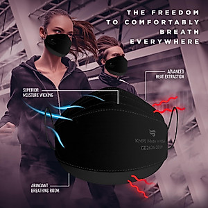 Breatheze KN95 Face Masks Made In USA FDA Registered - Disposable KN95 Mask - 3D Style, 10-pack Black