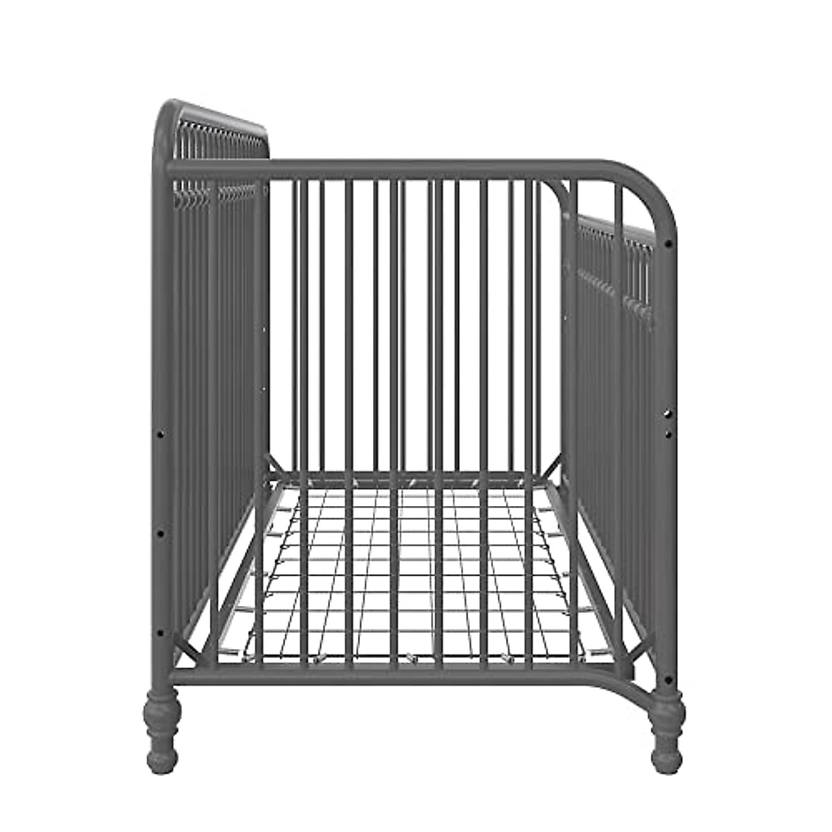 Little Seeds Raven 3-in-1 Convertible Metal Crib, JMPA Certified, Gray