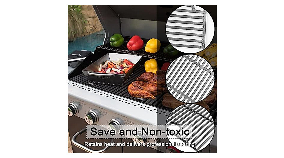 Hongso 17 inch Cast Iron Grill Grates Replacement for Nexgrill 720-0896 ...