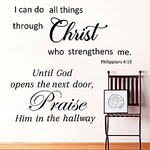 2 Sets Bible Verse Wall Decals Vinyl Inspirational Quotes Wall Decals Positive Saying Wall Stickers Christian Scripture Motivational Decal Religious Wall Decor for Women Family Home Bedroom