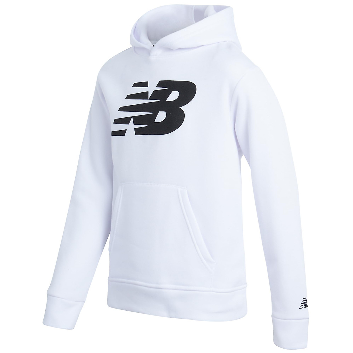 New Balance Boys' Sweatsuit Set - 3 Piece Short Sleeve T-Shirt, Fleece Hoodie Sweatshirt, and Sweatpants (8-12), Size 8, White Black