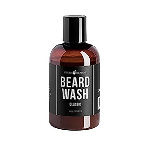 Fresh Beards Classic Unscented Beard Wash for Sensitive Skin - Natural Anti-Itch Shampoo and Softener for Dandruff Prevention and Healthy Growth