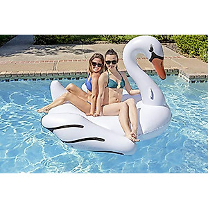 Poolmaster Jumbo Swimming Pool Float Rider, Swan, White Extra Large