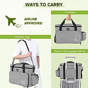 Petcute Dog Travel Bag for Large Dog, Airline Approved for Dog and Cat, Camping Essentials with 2 Food Containers, 2 Collapsible Bowls, Weekend Tote Organizer for Travel Camping