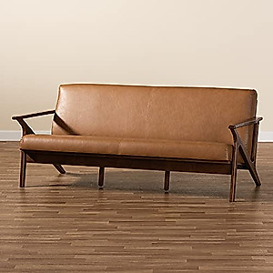 Baxton Studio Bianca Sofas, Tan/Walnut Brown