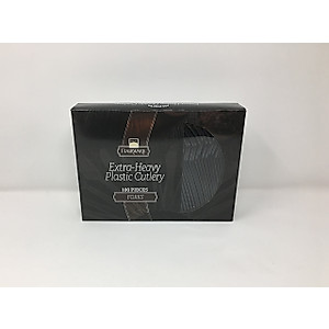 Fineline settings Disposable Black | Flairware Collection | Pack of 100 Plastic Fork, 8" (RET-2503-BK)