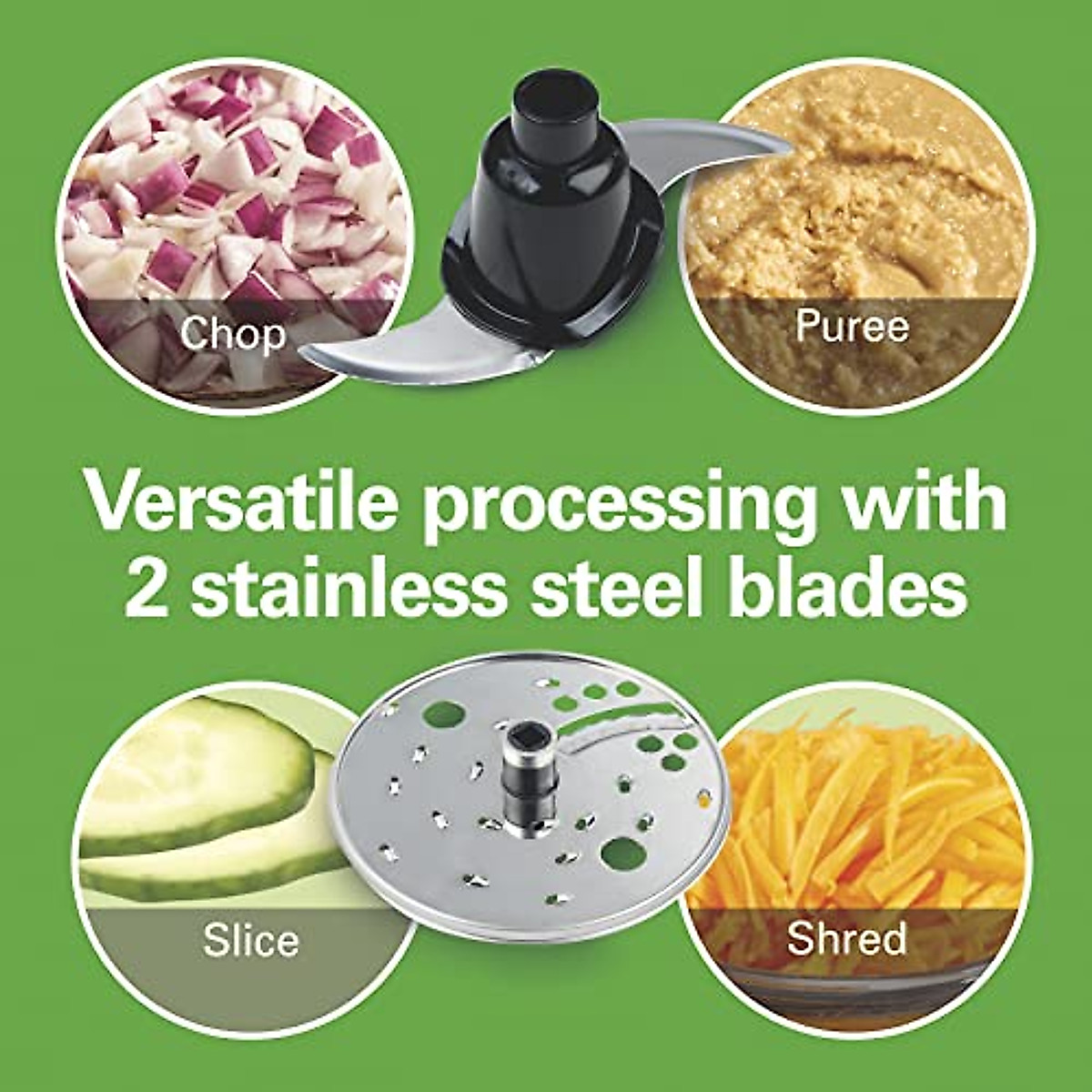 Hamilton Beach Big Mouth Duo Plus 12 Cup Food Processor & Vegetable Chopper with Additional Mini 4 Cup Bowl, Black (70580)