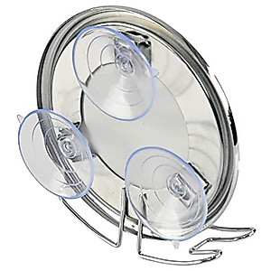 Home-X Small Fogless Suction-Cup Mirror, Shower Mirror, Shaving Mirror with Razor Holder for Shower, 6 ½" L x 6" W x 2 ½" H, Chrome