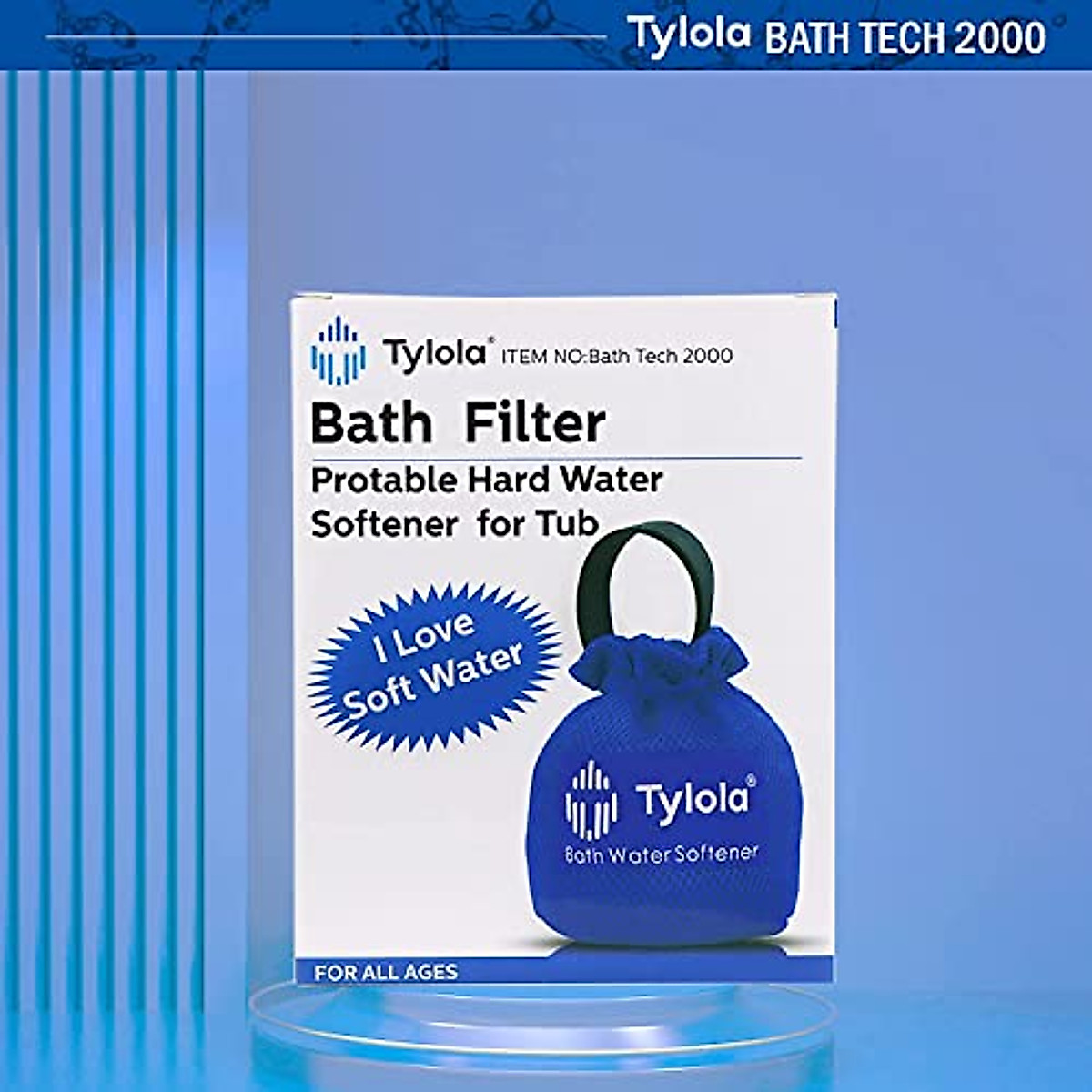 Tylola Showers-Hard Water Filter for Bathtub Faucet Spout.Portable Water Softener Removes Heavy Metals Ions-Iron, Lead,Scale.Relieves Dry, Itchy Skin, Eczema and Itchy Scalp.Tylola Bath Tech 2000