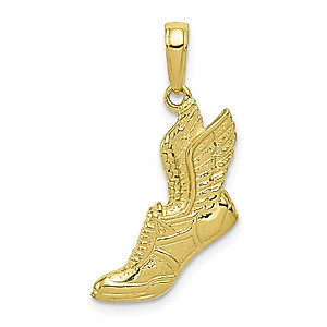 BillyTheTree Jewelry 10k Yellow Gold Polished Running Shoe Pendant 10C2660
