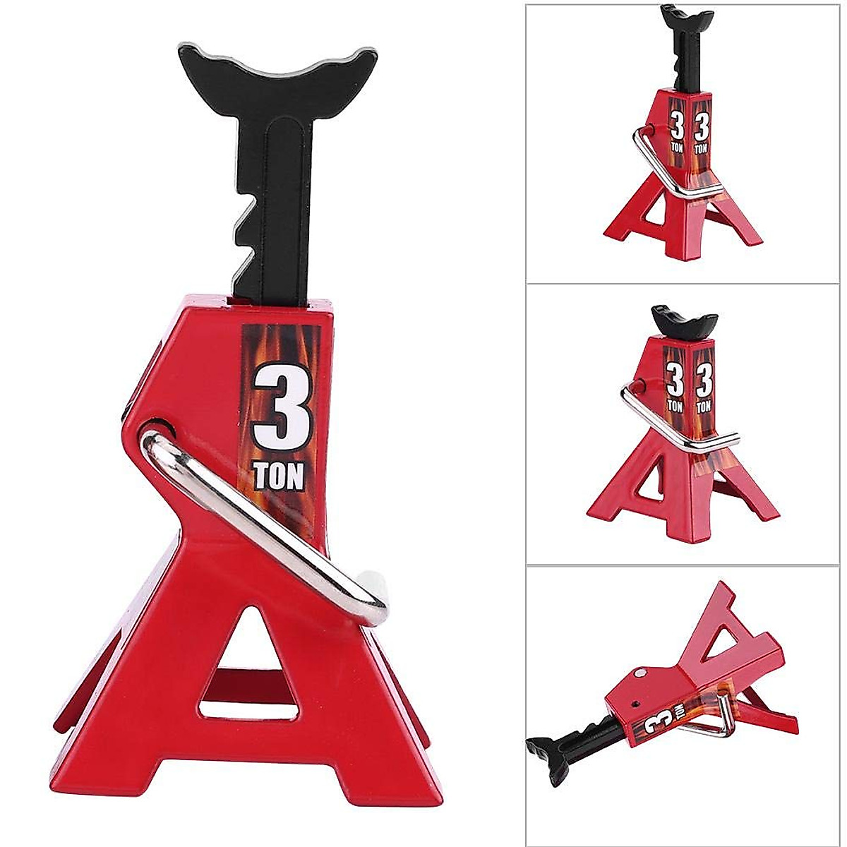 Rc Car Jack Stands Toy, 4Pcs 1/10 Scale High Simulation 6 Ton 3 Ton Toy Cars Stands Metal Jack Stand Rc Crawler Car Stands Model for D90 Wraith Scx10 1/10 Rc Crawler Accessories