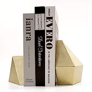 Ambipolar Decorative Gold Cast Iron Bookends, Home Decorative Bookends for Heavy Books, Abstract Bookends for Bookshelves, Office Desk, Living Room Decor