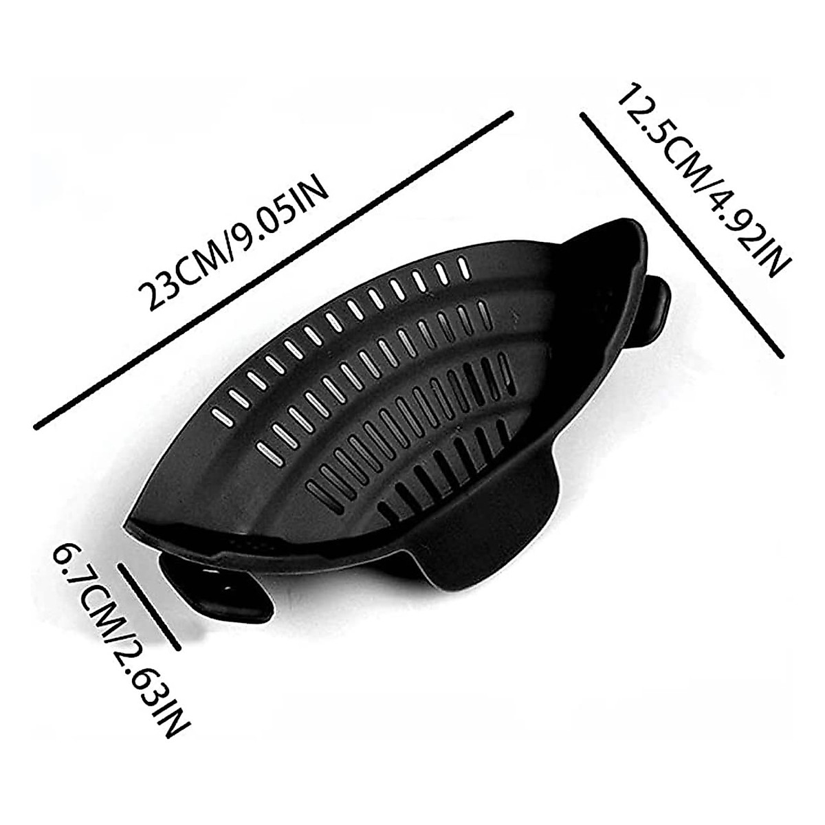 Clip on Strainer for Pots Pan Pasta Strainer, Silicone Food Strainer Hands-Free Pan Strainer, Clip-on Kitchen Food Strainer for Spaghetti, Pasta, Ground Beef Fits All Bowls and Pots, Black