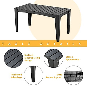 Erinnyees HDPE 5 Piece Patio Dining Set, Outdoor Table Bench Furniture Set with 1 Rectangle Dining Table, 2 Double Benches, and 2 Single Stools, for Backyard, Porch, Lawn, and Garden