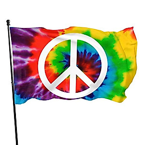 BAIFUMEN Salomao Peace Sign Tie-Dye Flag 3x5 Ft Outdoor Garden Decor Porch Lightweight Flag - Uv Fade Resistant