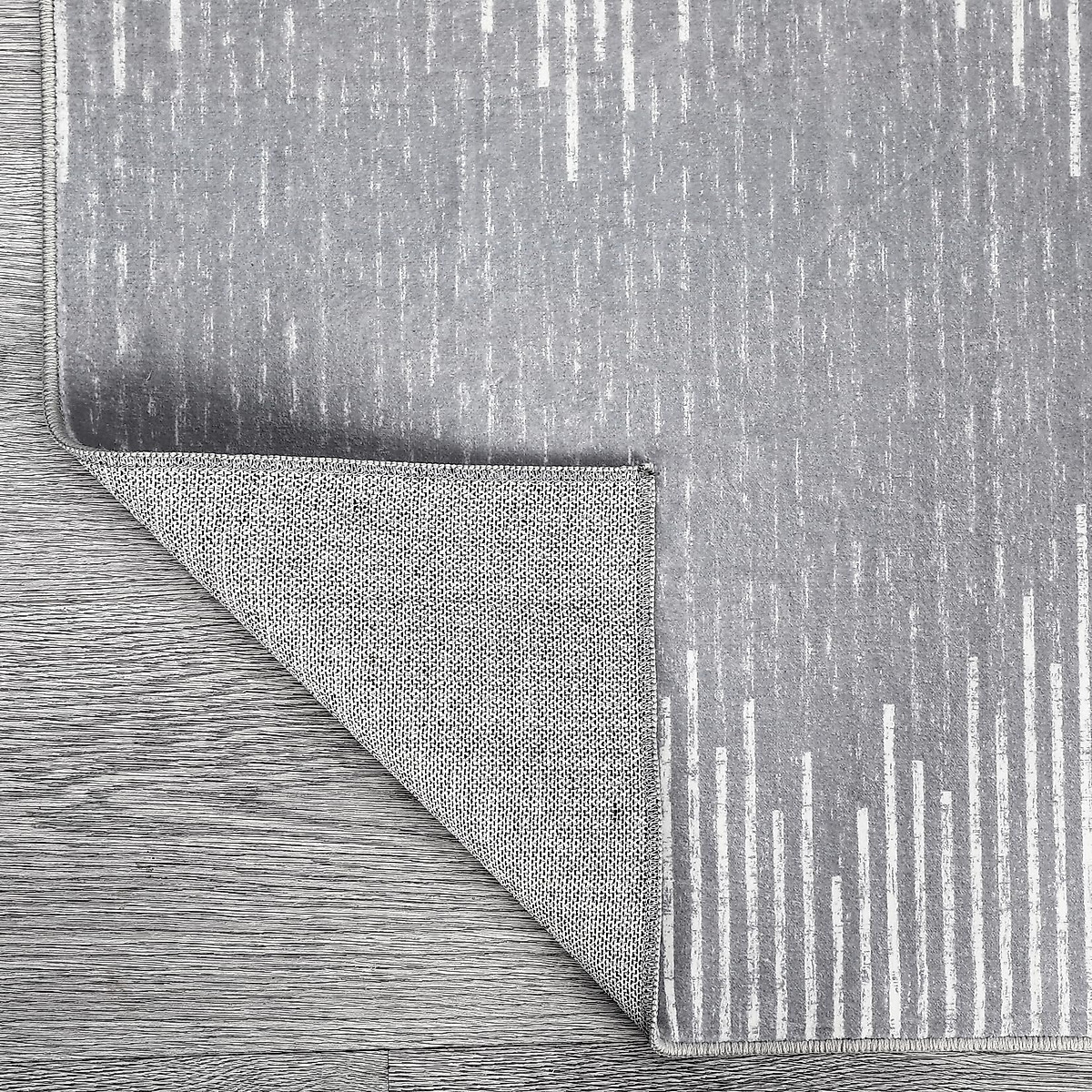 GarveeHome Washable Rugs 8x10 Geometric Diamond Stripes Rug for Living Room Modern Distressed Area Rug for Bedroom Contemporay Office Rug Low Pile Neutral Soft Nursery Rug Non Slip Grey