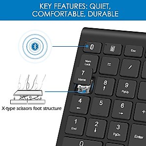 Foloda Bluetooth Wireless Number Pads, Numeric Keypad 22 Keys Portable Financial Accounting 10 Keys Number Keyboard Extensions for Laptop, PC, Desktop, Surface Pro, Notebook
