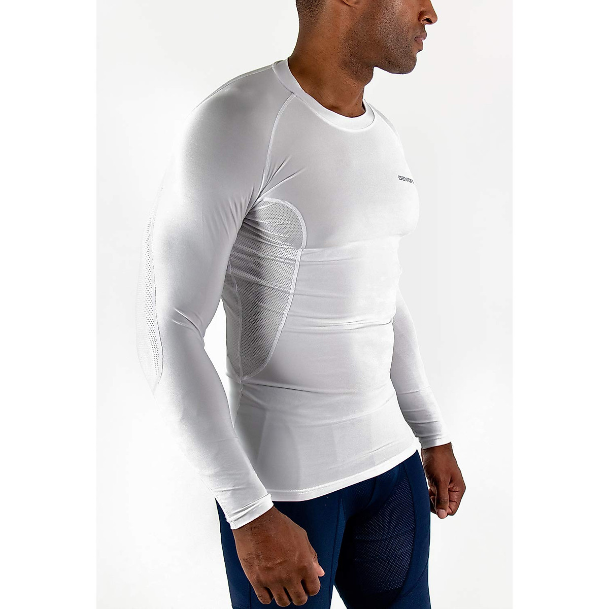 DEVOPS 3 Pack Men's Athletic Long Sleeve Compression Shirts (X-Large, White/White/White)