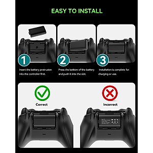 Rechargeable Battery Pack for X-box Series X|S/ One, 2 Pack 4440mWh 3.7V Battery Pack for X-box One/One S/One X/One Elite All X-box Controllers Supports Use While Charging (Includes 2 Batteries Only)