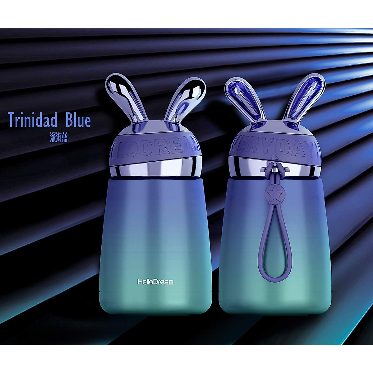 AINAAN Double Stainless Steel Vacuum Girl Thermos Coffee Cup Durable Leakproof BPA Free Travel Office School （Blue