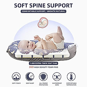 Hiseeme Baby nest Pillow for co-Sleeping，Baby Lounger for Newborn with Pillow，Breathable Natural 100% Cotton Portable Adjustable Newborn Essentials, Baby Nest Sleeper (Midnight Purple)