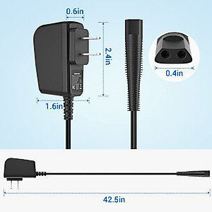for Braun Charger, Shaver Charger 12V Power Cord for Braun Series 7 9 3 5 1, Electric Razor Shaver Adapter Power Supply Cord for Braun 3040s 340s 790cc 7865cc 9090cc 9330s 5018s 7020s 9095cc 390cc
