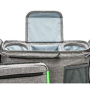 Ethan & Emma Universal Baby Stroller Organizer with Insulated Cup Holders for Smart Moms. Diaper Storage, Secure Straps, Detachable Bag, Pockets for Phone, Keys, Toys. Compact Design Fit All Strollers