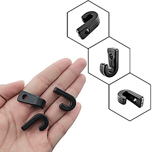 JJHXSM 16pcs J Shape Down Hooks Nylon J-Hooks Lashing Hooks for Kayak Bungee Cord Canoes Boats, Black