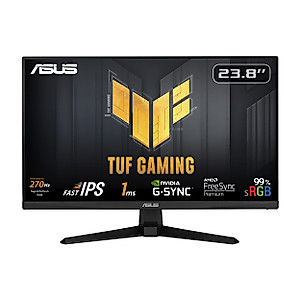 ASUS TUF Gaming 23.8” 1080P Monitor (VG249QM1A) - Full HD, Fast IPS, 270Hz, 1ms, Extreme Low Motion Blur, Speakers, 99% sRGB, G-Sync Compatible/FreeSync Premium, DisplayPort, HDMI,BLACK