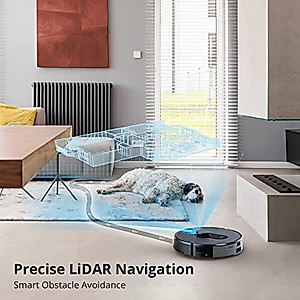 + 360 S8 Plus Robot Vacuum Cleaner and Mop Combo with Self-Emptying Dock, Botslab LIDAR Navigation Smart Mapping Robot, 2700Pa Suction, Work with Alexa, Ideal for Pet Hair, Carpet and Hard Floor