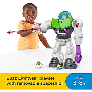 Fisher-Price Imaginext Preschool Toy Disney Pixar Toy Story Buzz Lightyear Robot Playset with Spaceship for Pretend Play Kids Ages 3+ Years