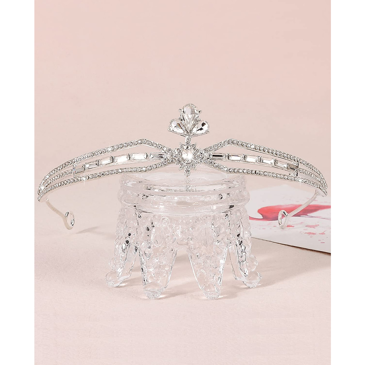 Wecoe Silver Crown for Women Birthday Girls Rhinestone Tiaras and Crowns Princess Queen Fairy Crown Halloween Costume Hair Accessories Happy Birthday Decorations Mothers Day Gifts