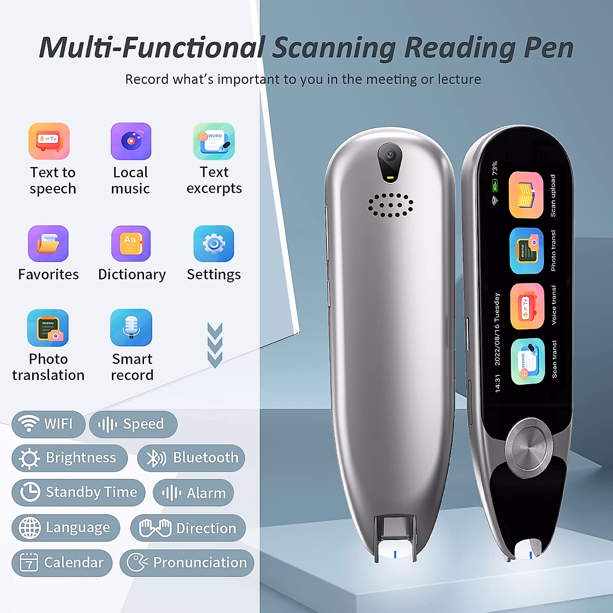 Birgus Reader Pen OCR Digital Translation Pen Scanner 112 Language Translator Device Dictionary Pen, Text Extract, Scanning Translation Pen for Dyslexia Text to Speech Multilingual Translation Device