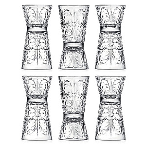 Glass - Reversible Shot Glass - Jigger Tumbler - Designed Tumblers - Use for Liquor - Vodka - Cocktail - Set of 6 Glasses - One side is 1 oz, Other Side is 2 oz. - Made in Europe - By Barski