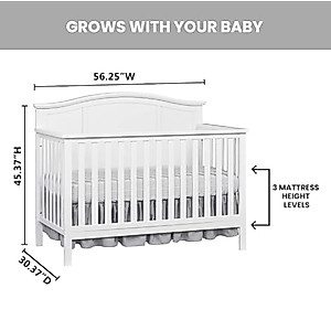 Oxford Baby Emerson 4-in-1 Convertible Crib, Snow White, GreenGuard Gold Certified