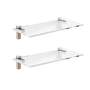 Set of 2 Invisible Wall Shelves Wall Mounted Display Shelf，Clear Acrylic Wall Shelf,Floating Shelves for Living Room ,Bedroom,Bathroom,Kitchen,Flower Stand,Office