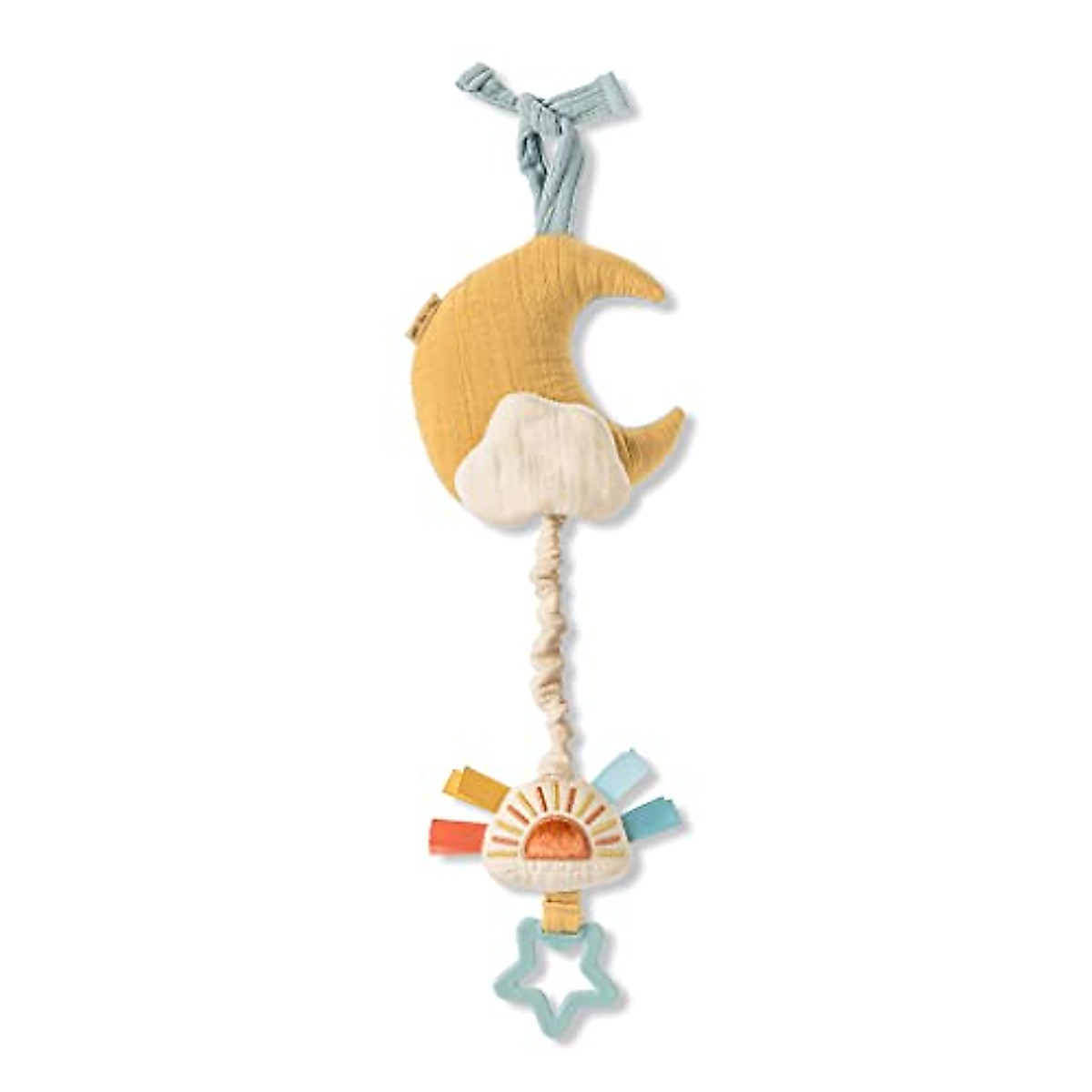 Itzy Ritzy – Musical Pull-Down Toy - Bitzy Notes Baby Musical Toy Attaches to Car Seat, Play Gym, or Stroller & Plays a Soothing Melody, Infant Toy for Ages 0 Months and Up (Moon)