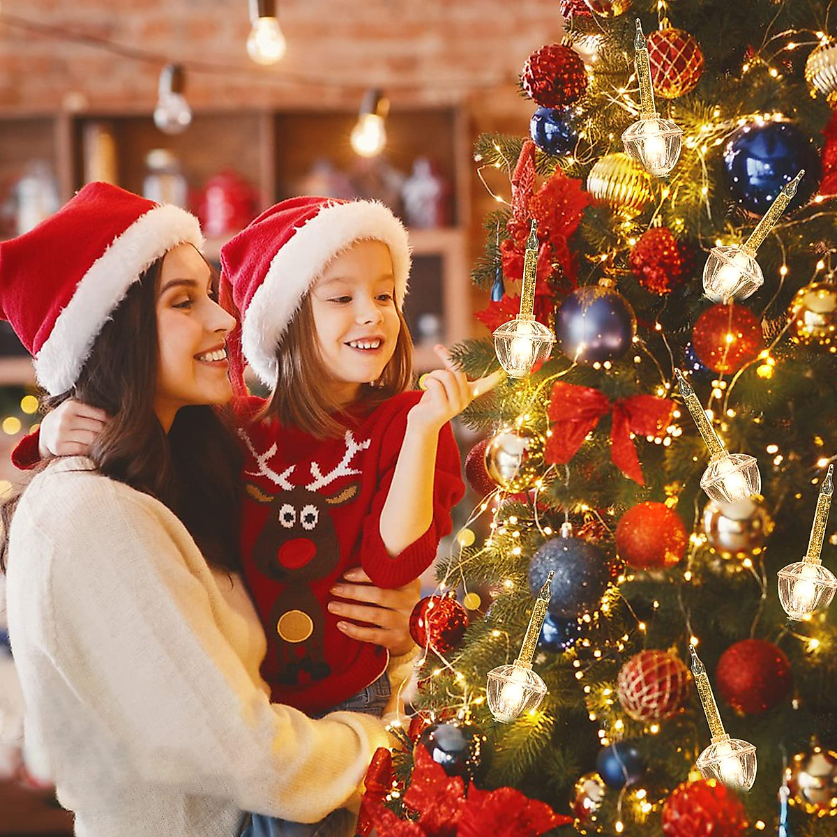 4 Pack Christmas Bubble Replacement Bulbs, Gold Glitter Vintage Christmas Bubble Light Bulbs, C7/E12 Candelabra Base Light Bulbs for Bubble Lights