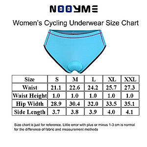 NOOYME Women Bike Underwear Gel 3D Padded Printed Design Bicycle Briefs Cycling Underwear Shorts (X-Large, Cyan)