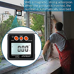 AUTOUTLET Digital Angle Finder Gauge Magnetic Angle Level Finder Digital Protractor Inclinometer Miter Angle Cube Level Box for Woodworking,Table Saw with Backlight 0-360° Rotation