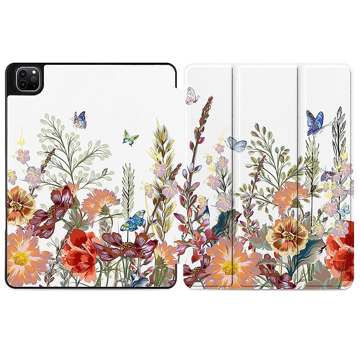 DONGKE Floral Design Case for iPad Pro 12.9 inch 6th, 5th, 4th, 3rd Gen with Pencil Holder, Auto Wake/Sleep, and Stand