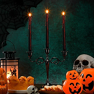 Teenyyou 6 Pcs Vampire Tears Black Candles with Matte Black Tapered Candle Holder Bleeding Taper Candles Gothic Decoration Halloween Candles Tears Taper Candles 10 In Black Taper Candles for Halloween