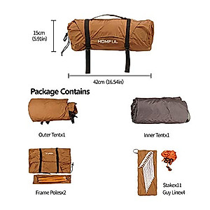 HOMFUL Camping Tent 2 Person,Ultralight Backpacking Tent Waterproof Windproof 2 Doors Tent Easy Setup for Hiking,Climbing,Mountaineering