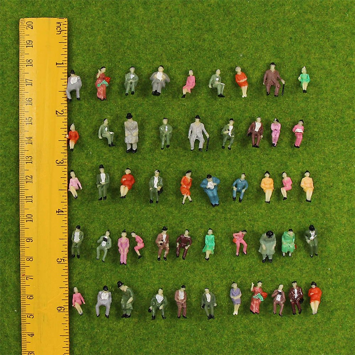 60pcs All Seated 1:87 Painted Figures Passenger HO Scale Sitting People P87S Assorted Poses Model Layout