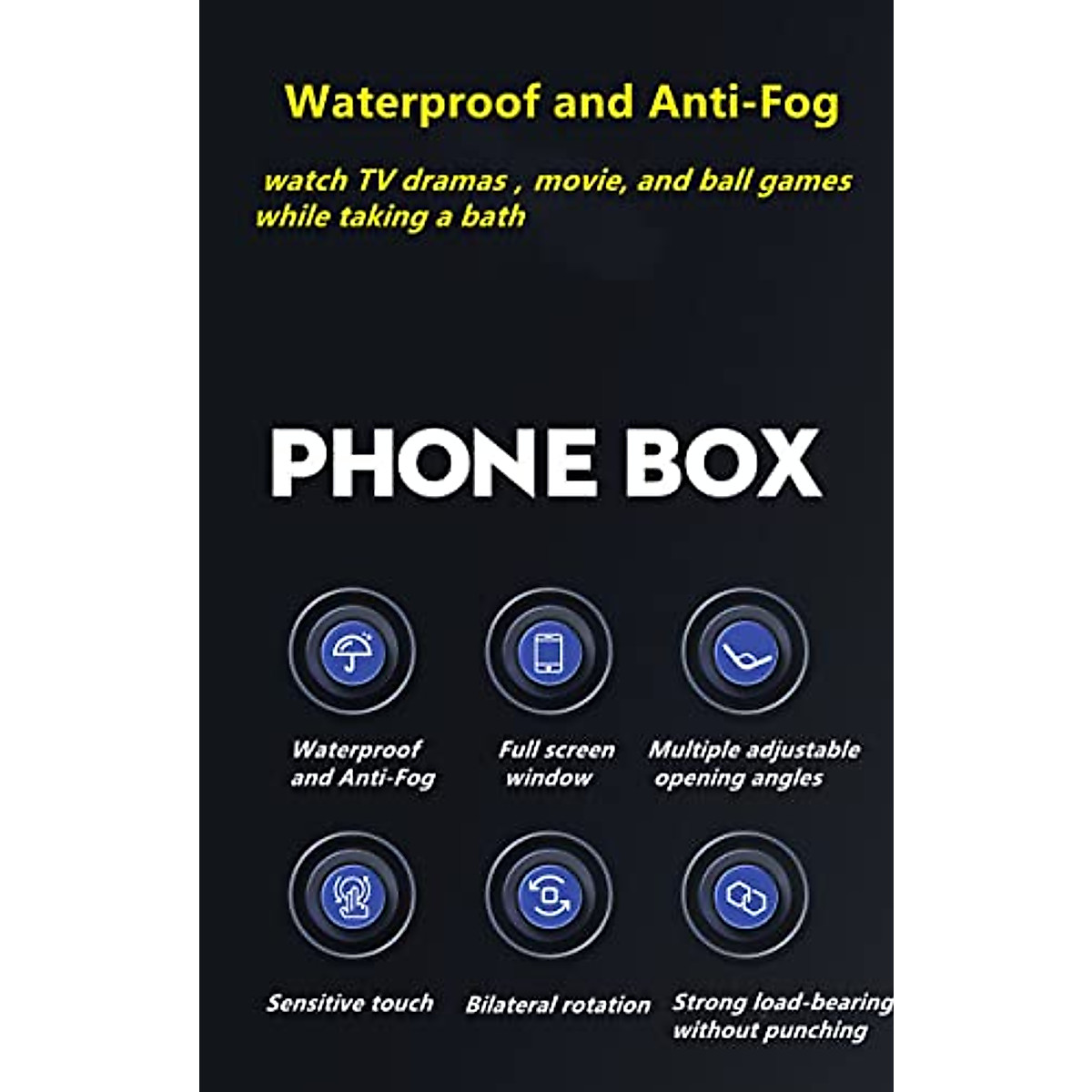 Profitsrollin Waterproof Shower Phone Holder,360° Rotation Shower Phone Case, Anti-Fog High Sensitivity Cover Mount Box for Bathroom Wall Mirror Bathtub Kitchen, Universal Phones Under 7 inch (White)