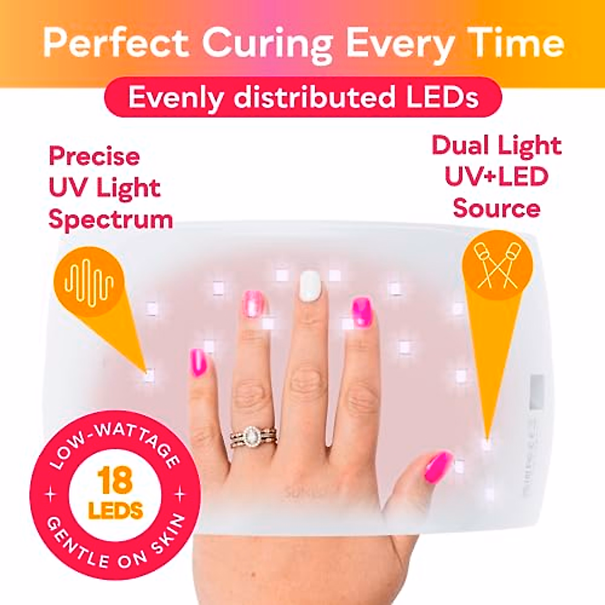 SUNUV UV LED Nail Lamp, Gel UV Light Nail Dryer for Gel Nail Polish Curing Lamp with Sensor 2 Timers SUN9C Pink Gift for Women Girl